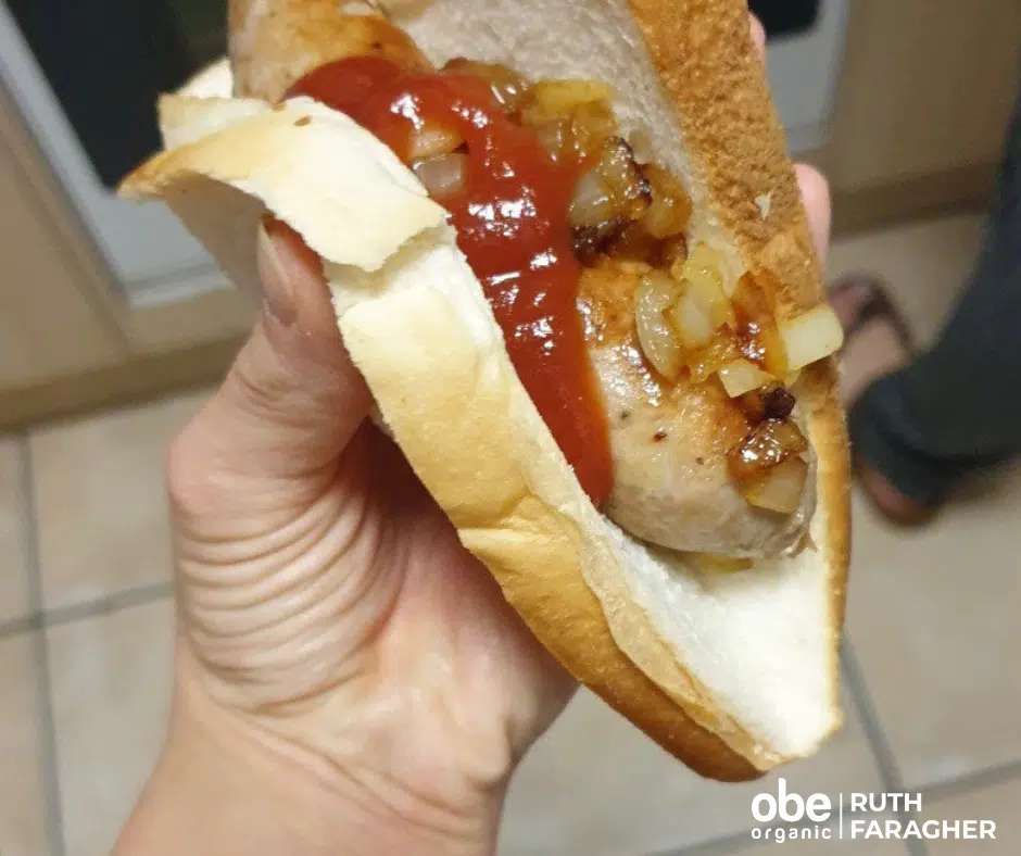 Sausage in bread | OBE Organic Australia